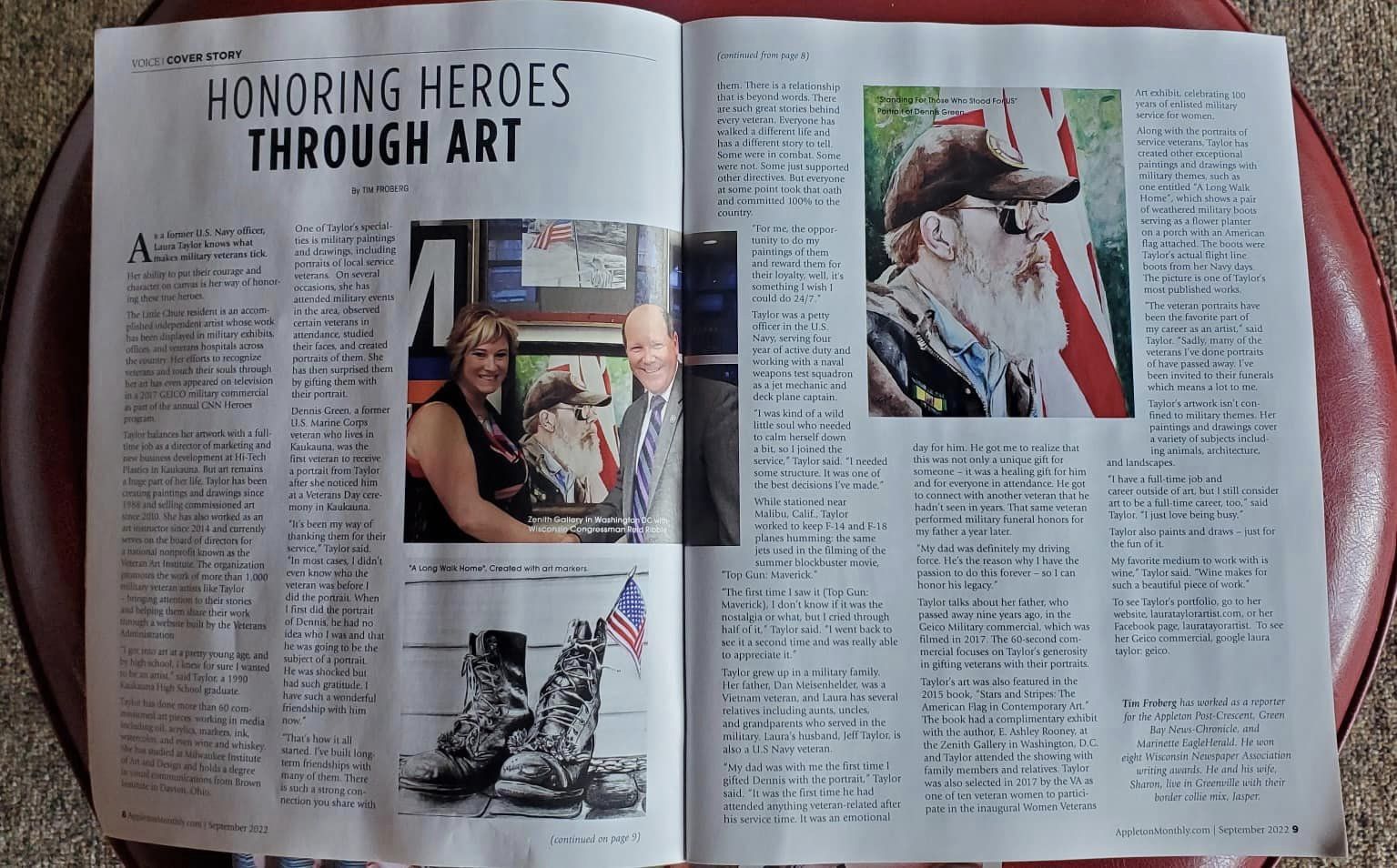 Honoring Heroes Through Art – Appleton Monthly Magazine – September 2022 – Laura Taylor